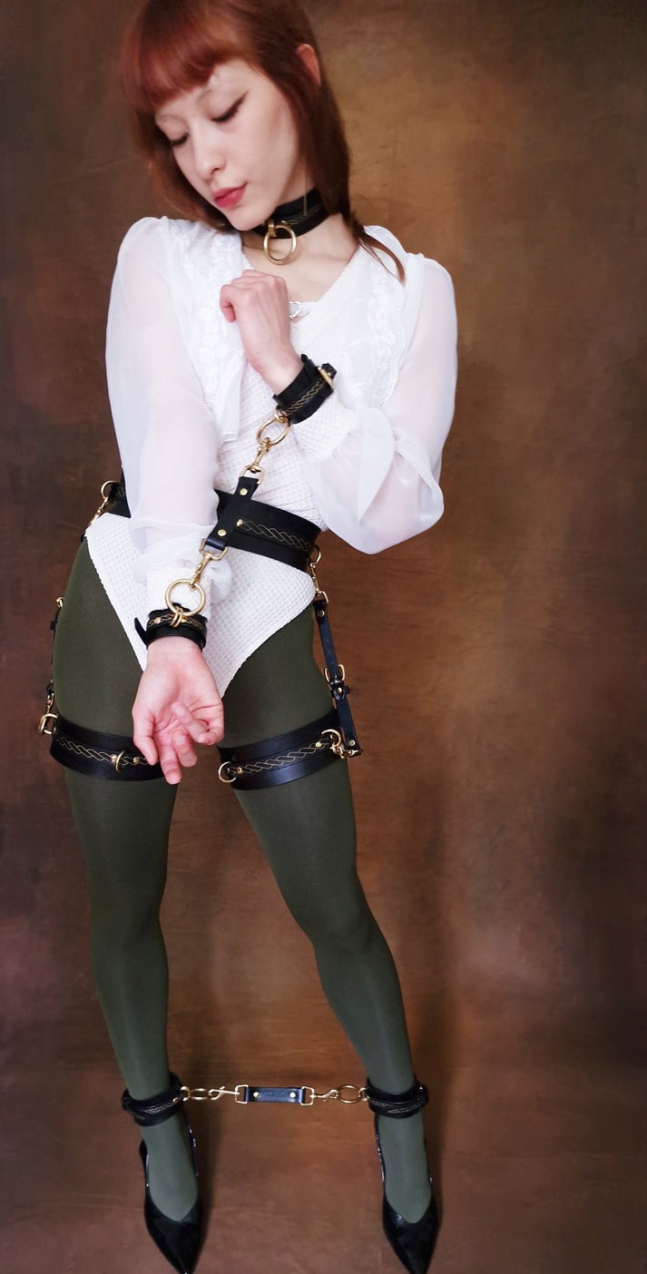 Genuine Leather Bondage BDSM Fetish Full Body Set. Premium Restraints ...